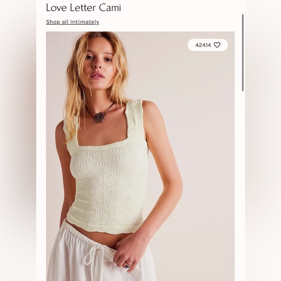 Free People | Tops | Nwt Free People Love Letter Cami | Poshmark